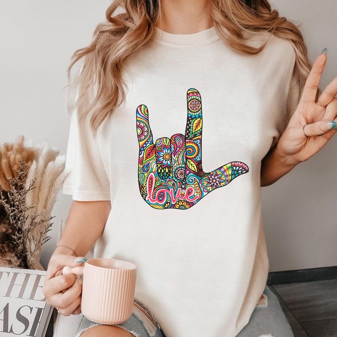 I-love-you Hippie Hand Sign Shirt - ASL Sign Language Tee - Boho Love T ...