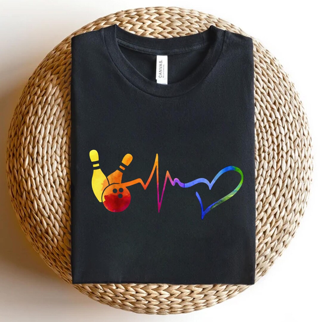 Bowling Heartbeat Shirt - Rainbow Bowling Ball Tee - Funny Bowler Gift ...