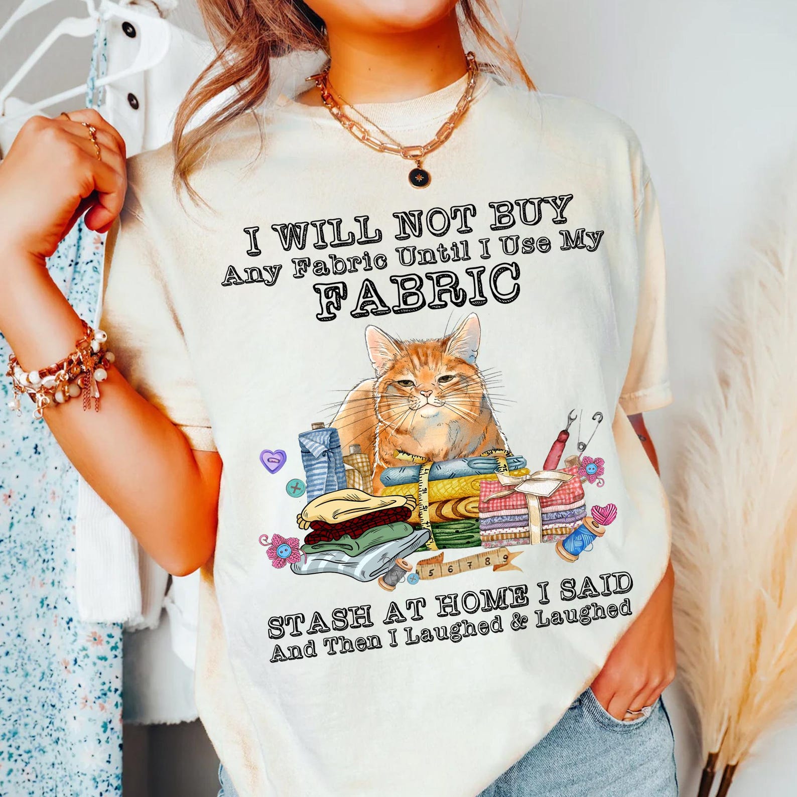 Funny Sewing Cat Shirt: Fabric Hoarder Gift - Etsy
