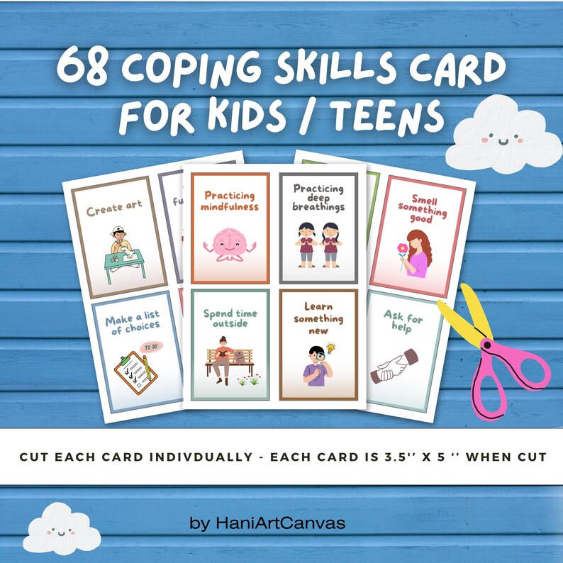 Coping Skills Cards for Kids and Teens, Stress Relief, Anxiety ...
