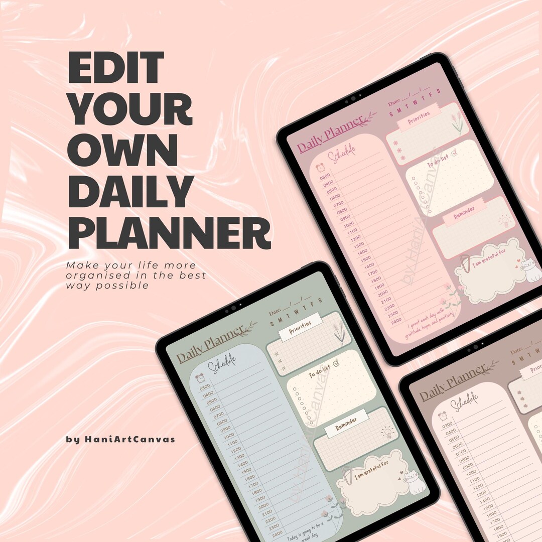 24 Hour Daily Planner Printable, Daily to Do List for Work, Everyday ...