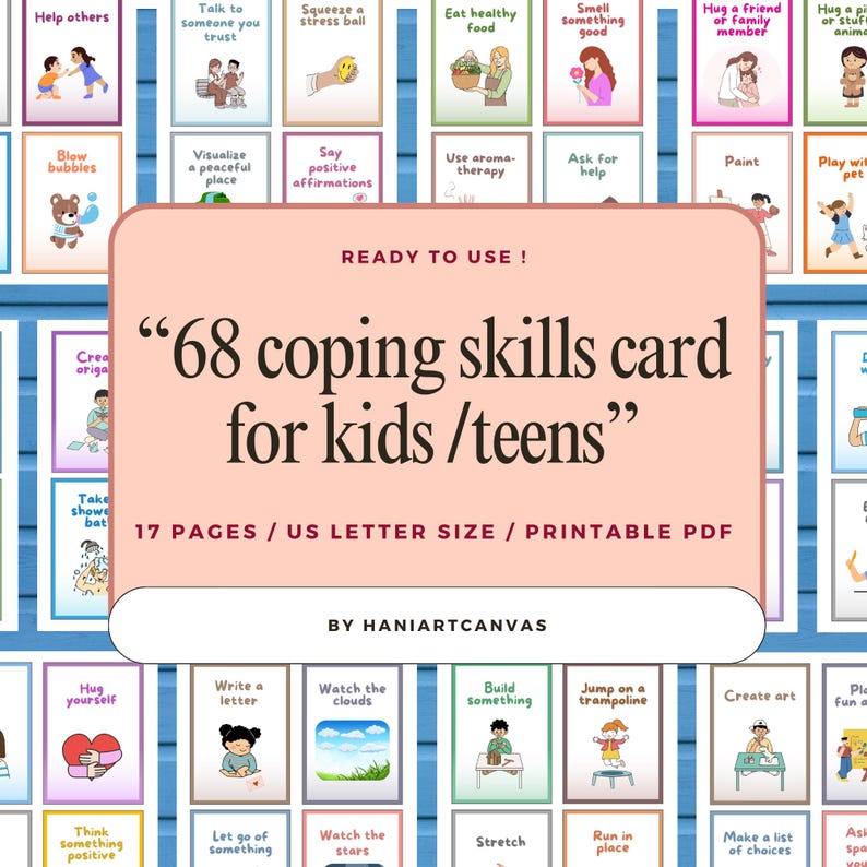 Coping Skills Cards for Kids and Teens, Stress Relief, Anxiety ...