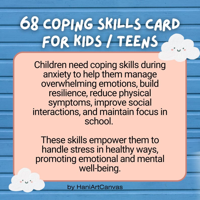 Coping Skills Cards for Kids and Teens, Stress Relief, Anxiety ...