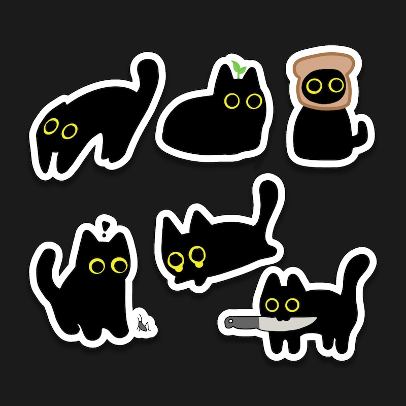 Black Cat Stickers - Etsy