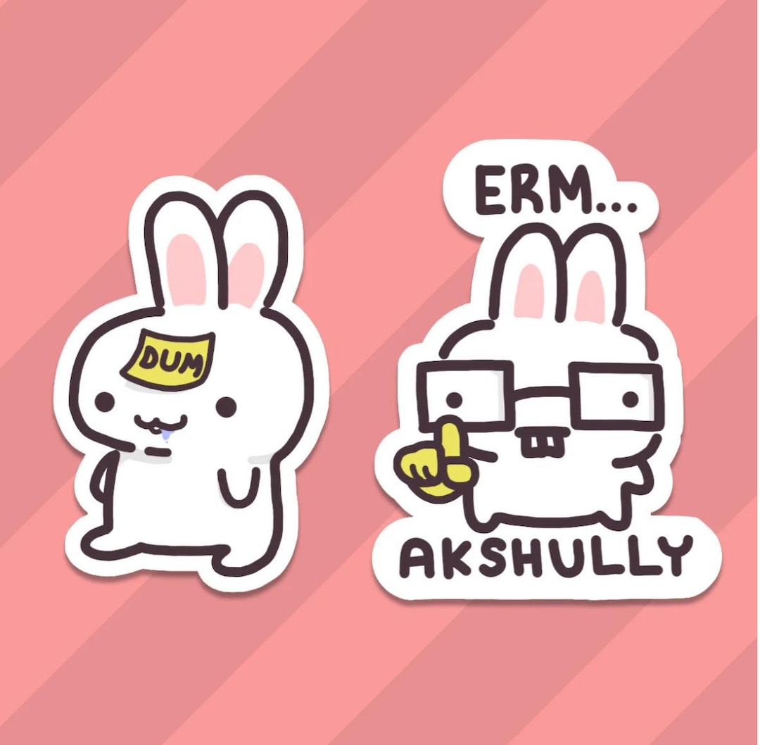 Cute Dumb and Nerd Bunny Matching Sticker Set ~ Cute Funny Meme ...