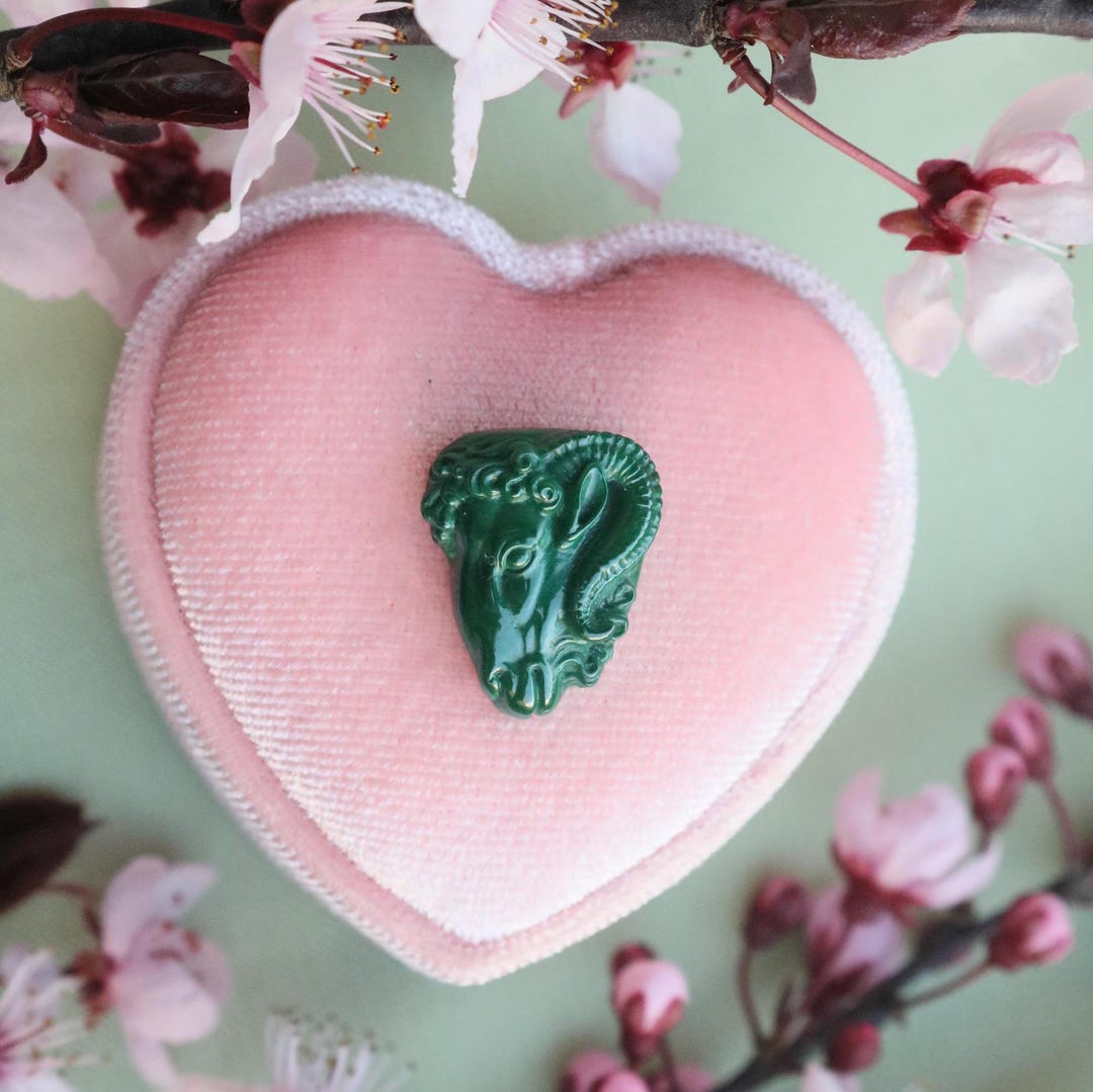 Goat Head Carved Malachite Capricorn Signs Faun Pan - Etsy