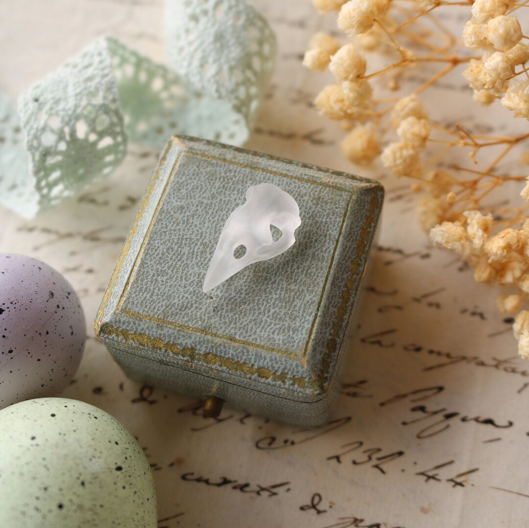 Satin Natural Clear Crystal Quartz Raven Skull Carved Gemstone ...