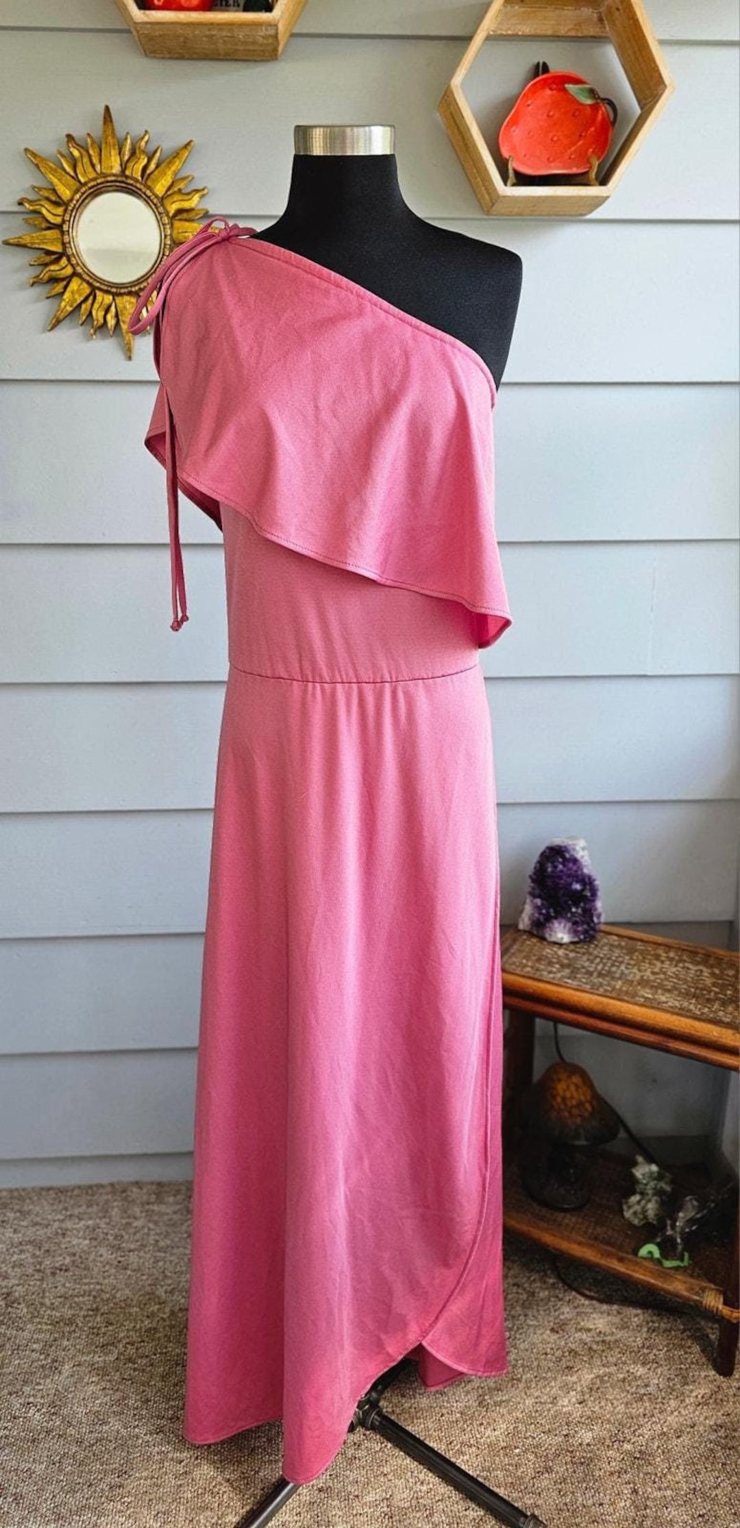 Vintage 70's Prom Dress California Pink Asymmetrical Dress - Retro Glam ...