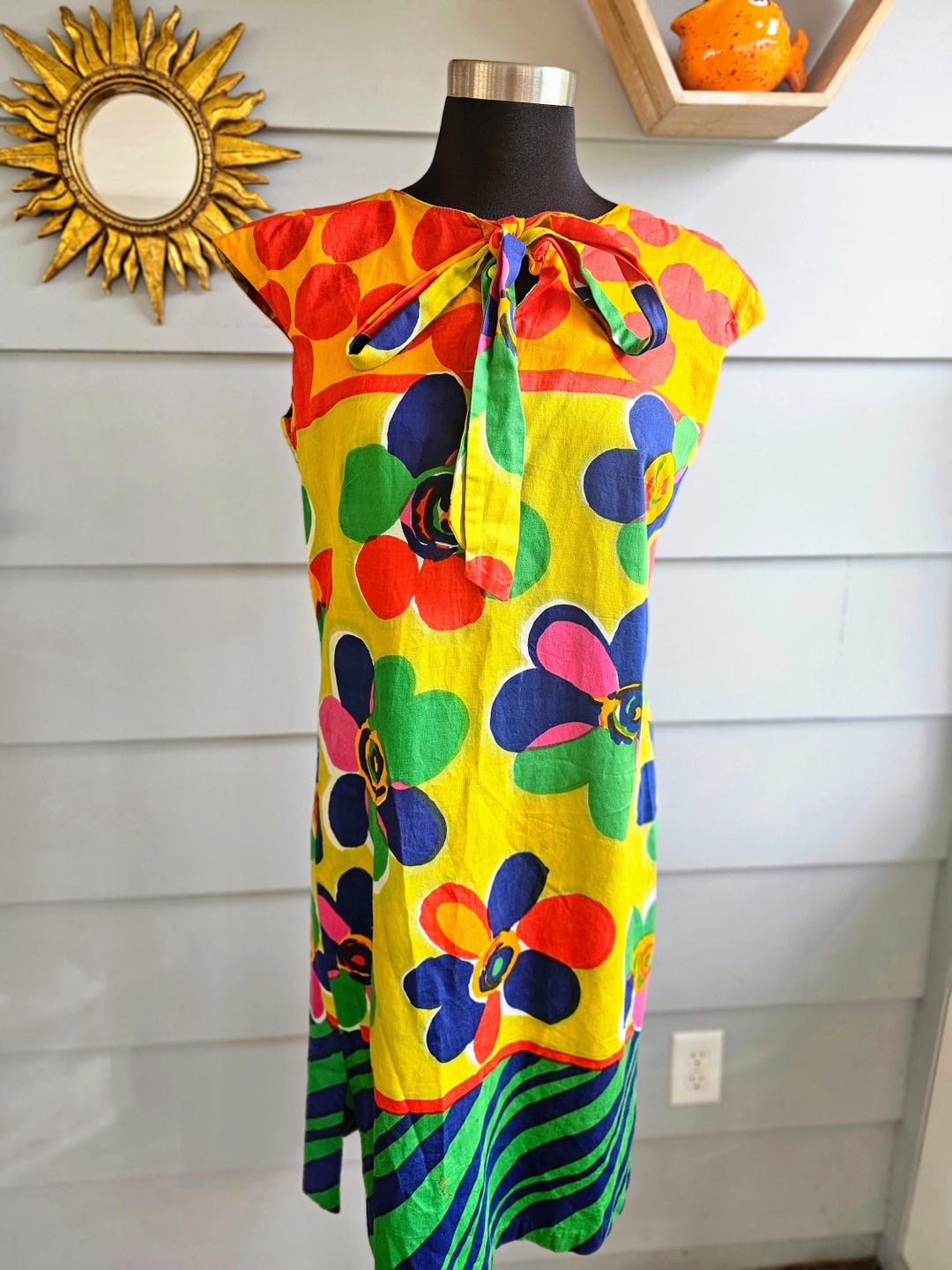 1960s Psychedelic Floral Shift Dress • Jim Lonschein Lounging Apparel ...