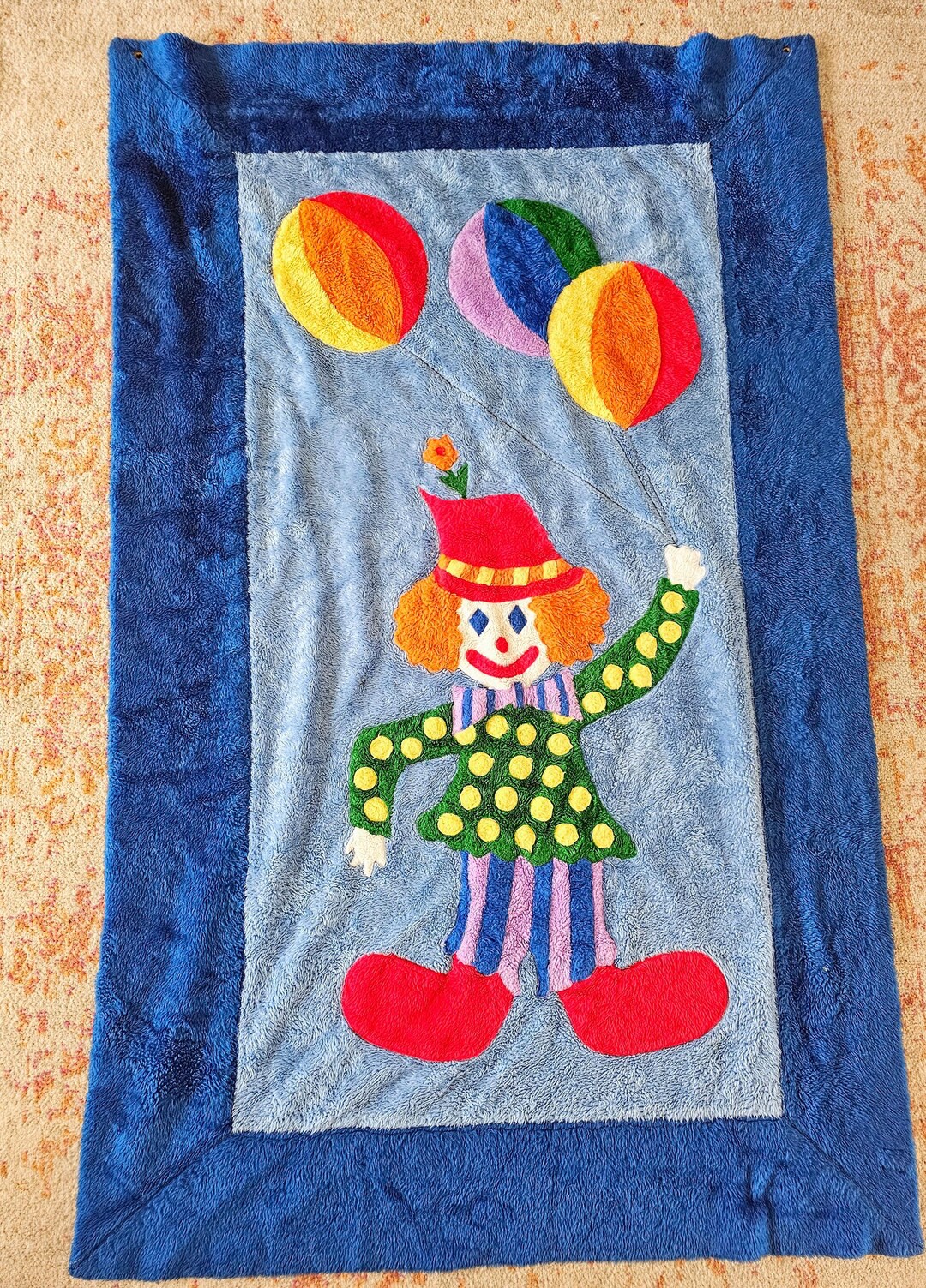 Vintage 70's Clown & Balloons Blanket Tapestry - Clown Core - Circus ...
