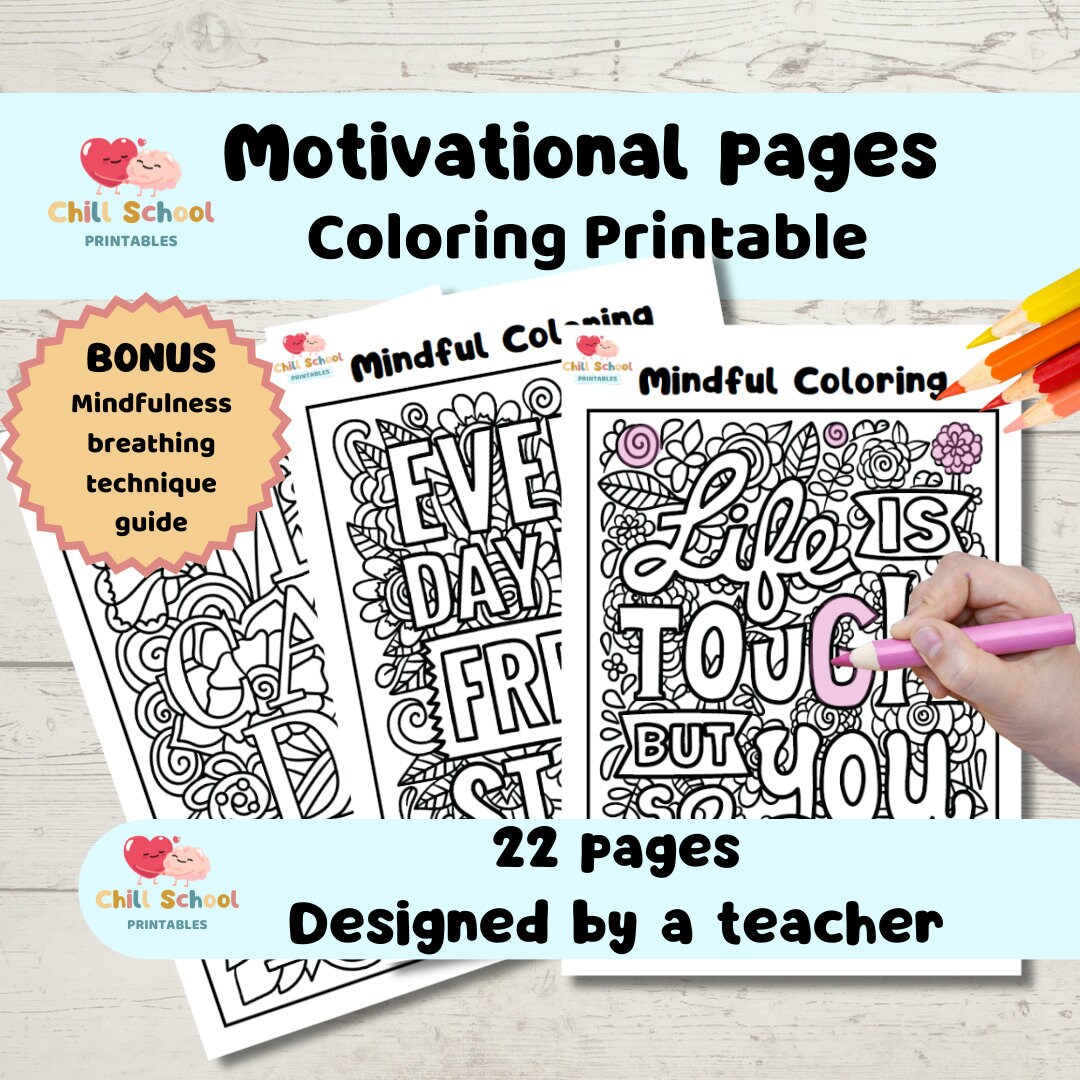 Self Care Motivational Quotes Coloring Pages Gift for Adults, Anxiety ...