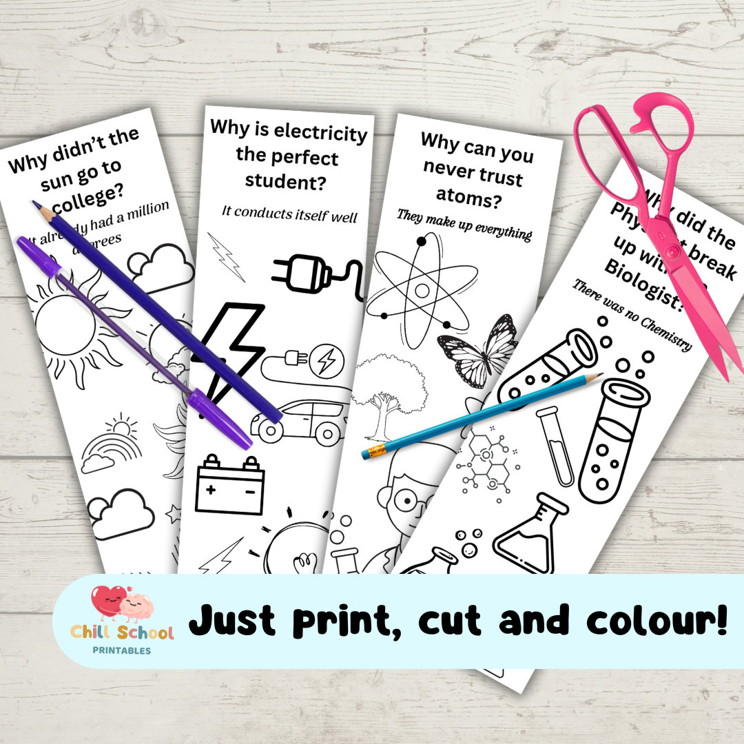 Printable Bookmarks Funny Science Coloring Activity for Kids Chemistry ...