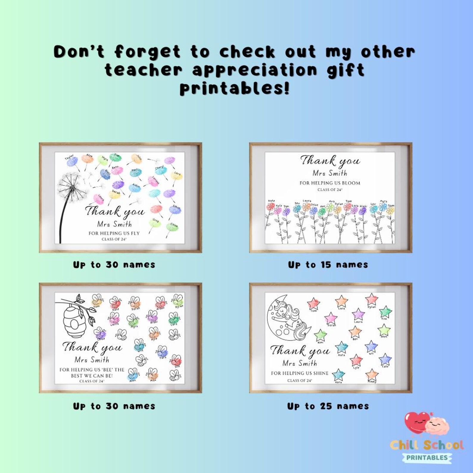 End of School Year Personalized Teacher Appreciation Gift Handprint Art ...