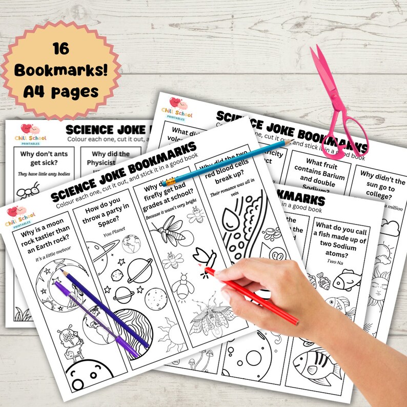 Printable Bookmarks Funny Science Coloring Activity for Kids Chemistry ...