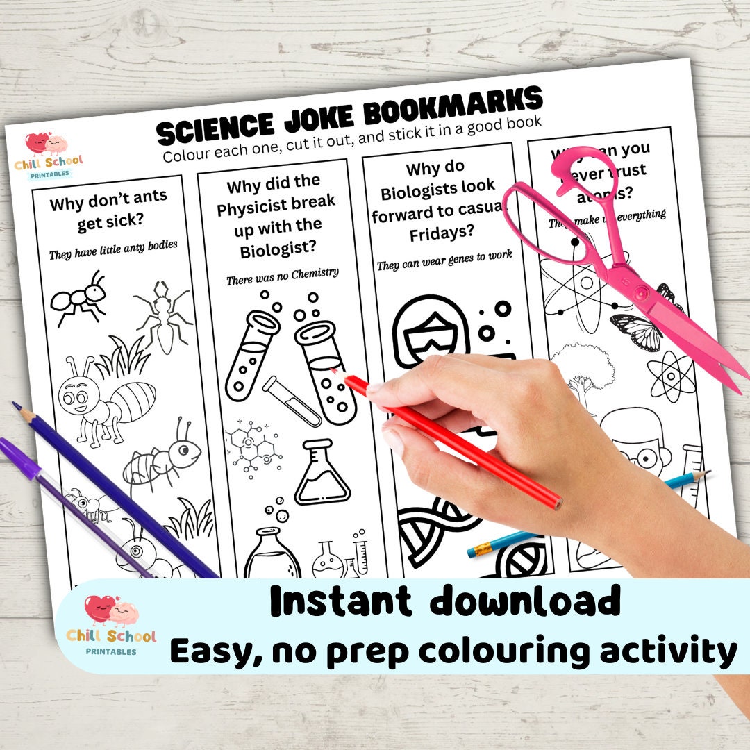 Printable Bookmarks Funny Science Coloring Activity for Kids Chemistry ...