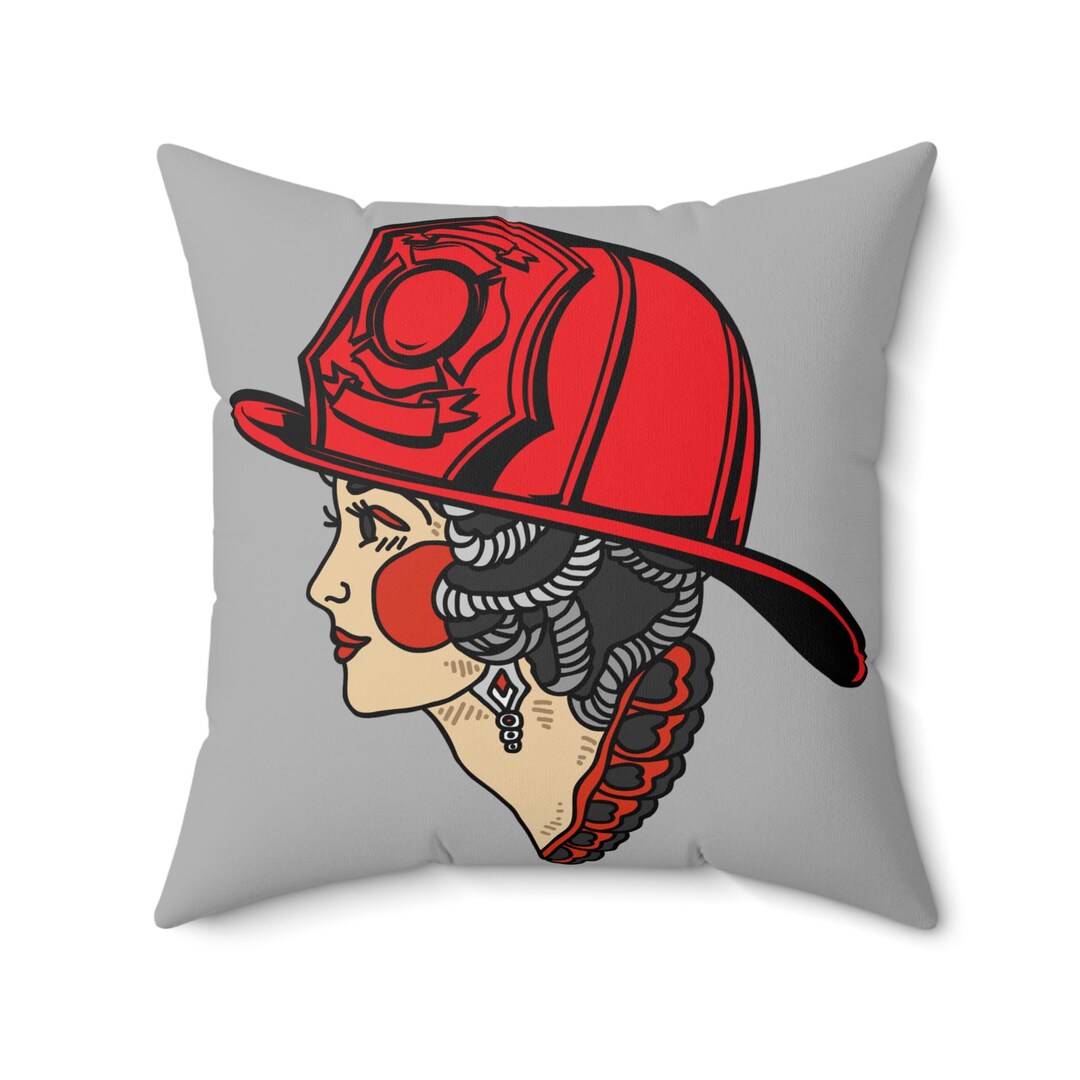 American Traditional Tattoo Style Firefighter Woman Gift for Fireman ...