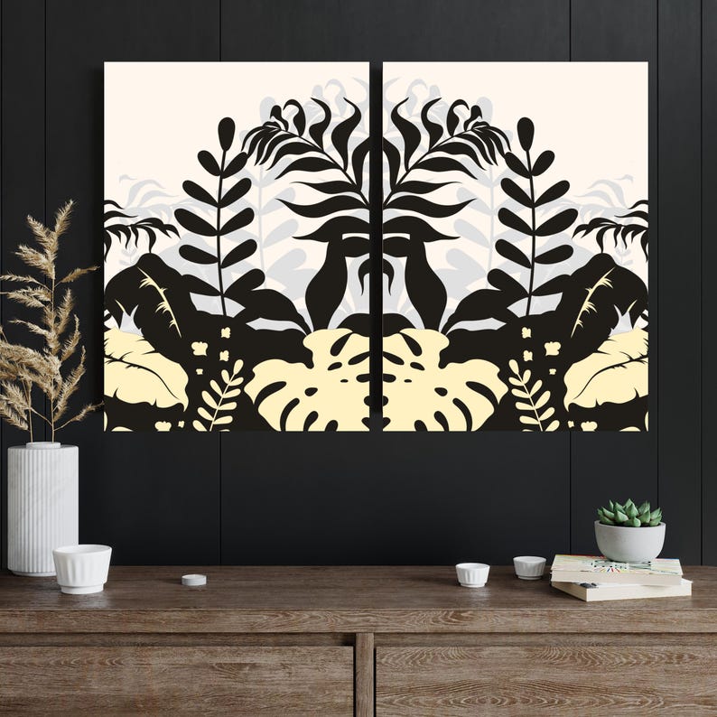 Neutral Leaf Diptych Art Prints: Symmetrical Botanical Decor - Etsy ...