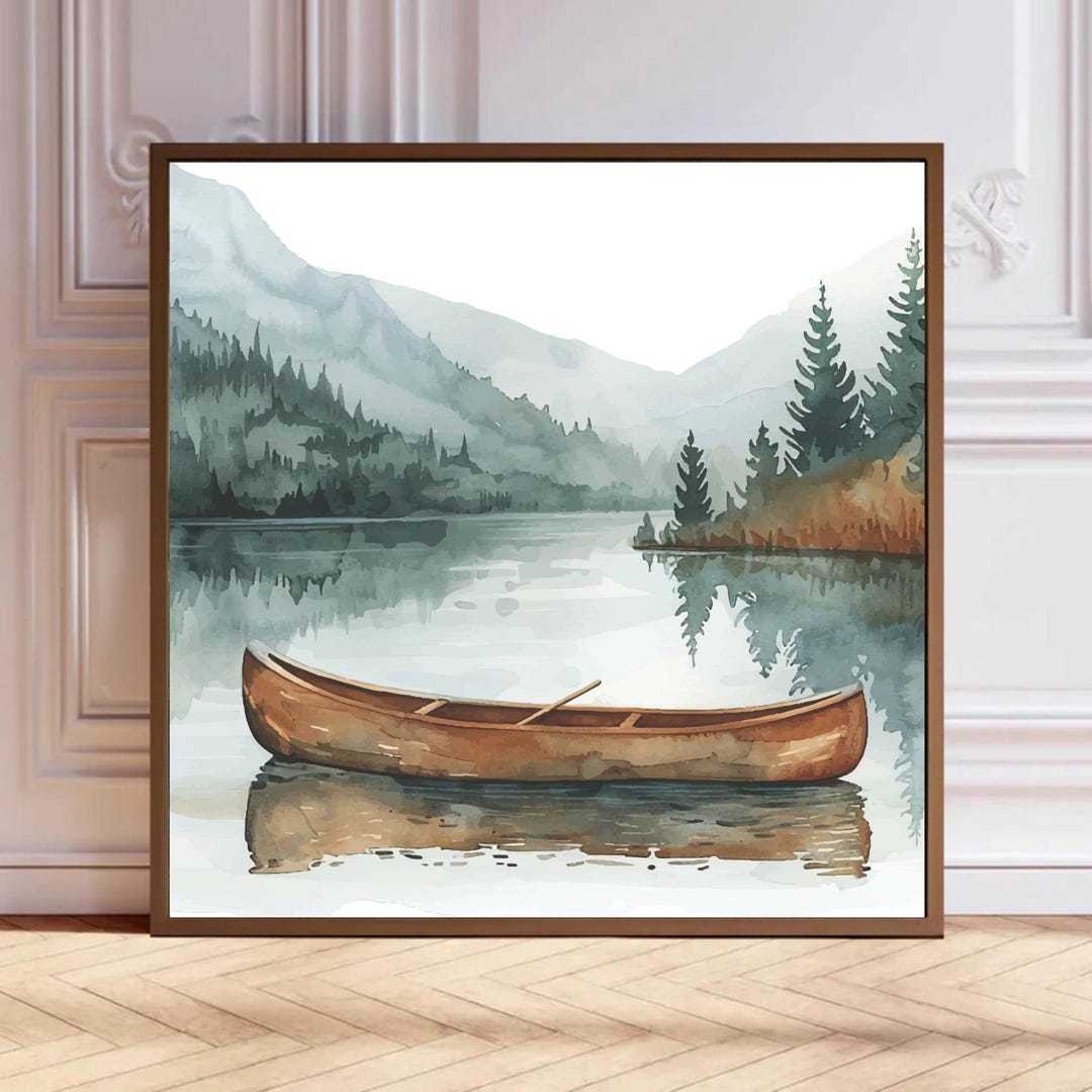 Cottagecore Boat on Lake Print: Vintage Landscape Wall Art - Etsy