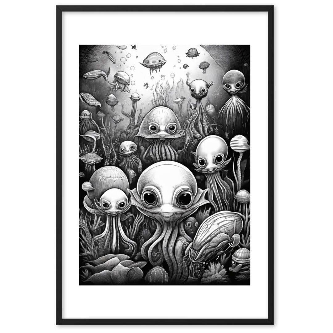 Underwater Aliens Wall Art, Sizes A1/A2/A3, Framed Wall Art Prints ...