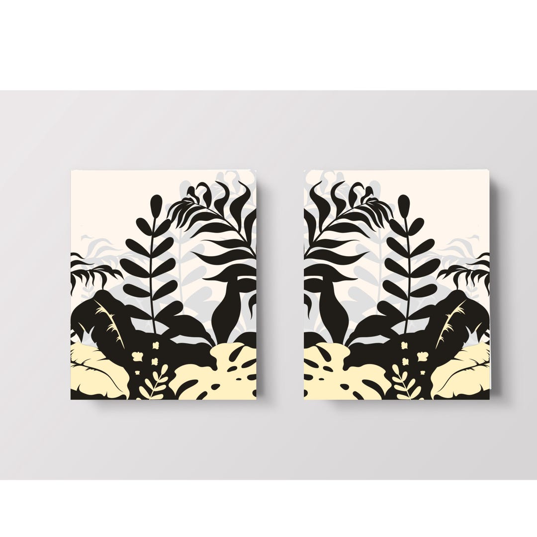 Neutral Leaf Diptych Art Prints: Symmetrical Botanical Decor - Etsy ...