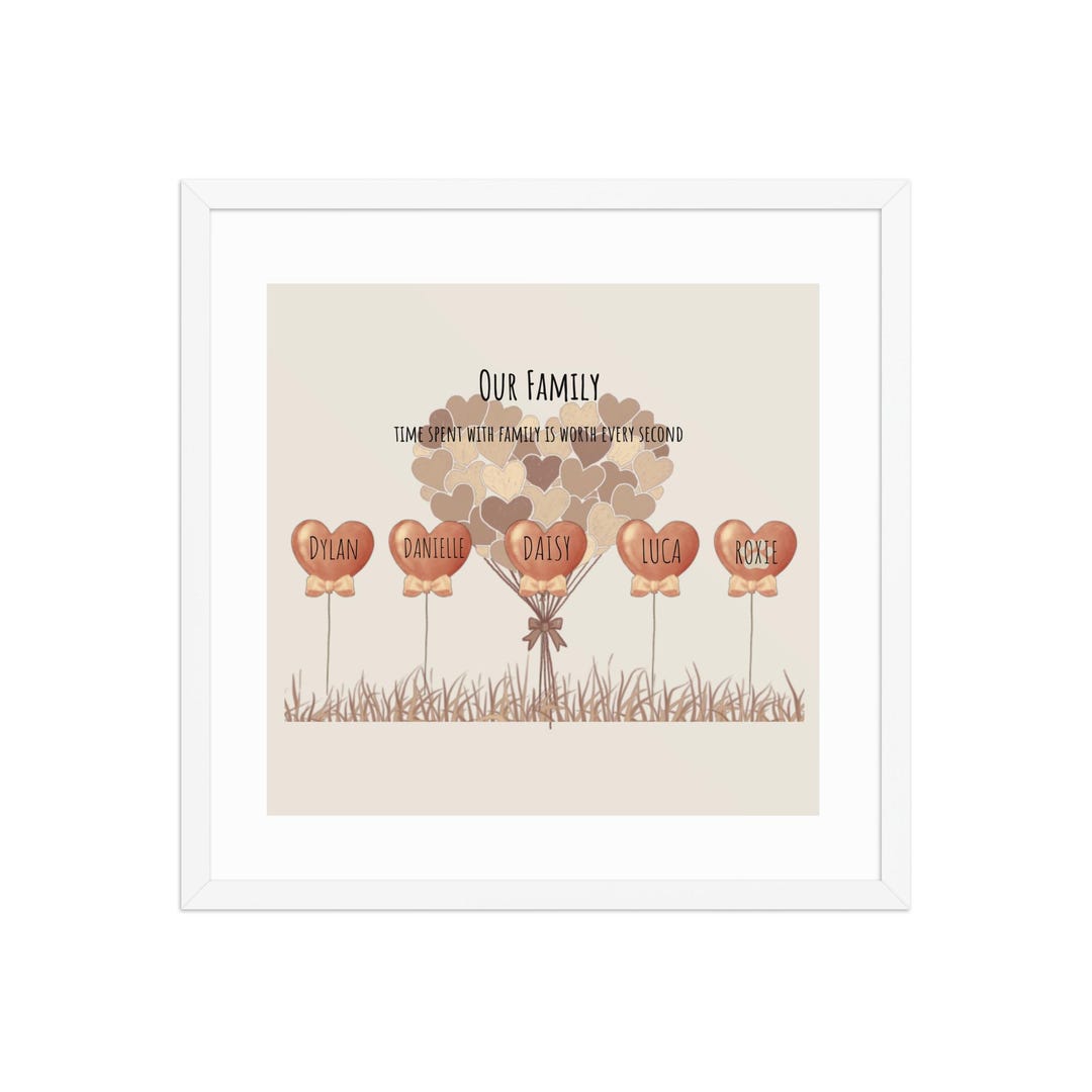 Personalized Family Wall Art - 'our Family' With Custom Names in Hearts ...