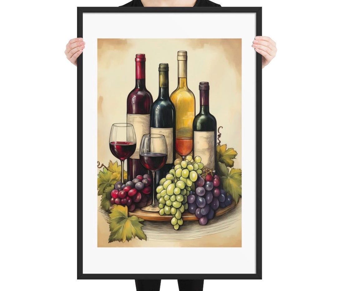 Wine and Grape Wall Art, Sizes A1/A2/A3, Framed Wall Art Prints, Framed ...