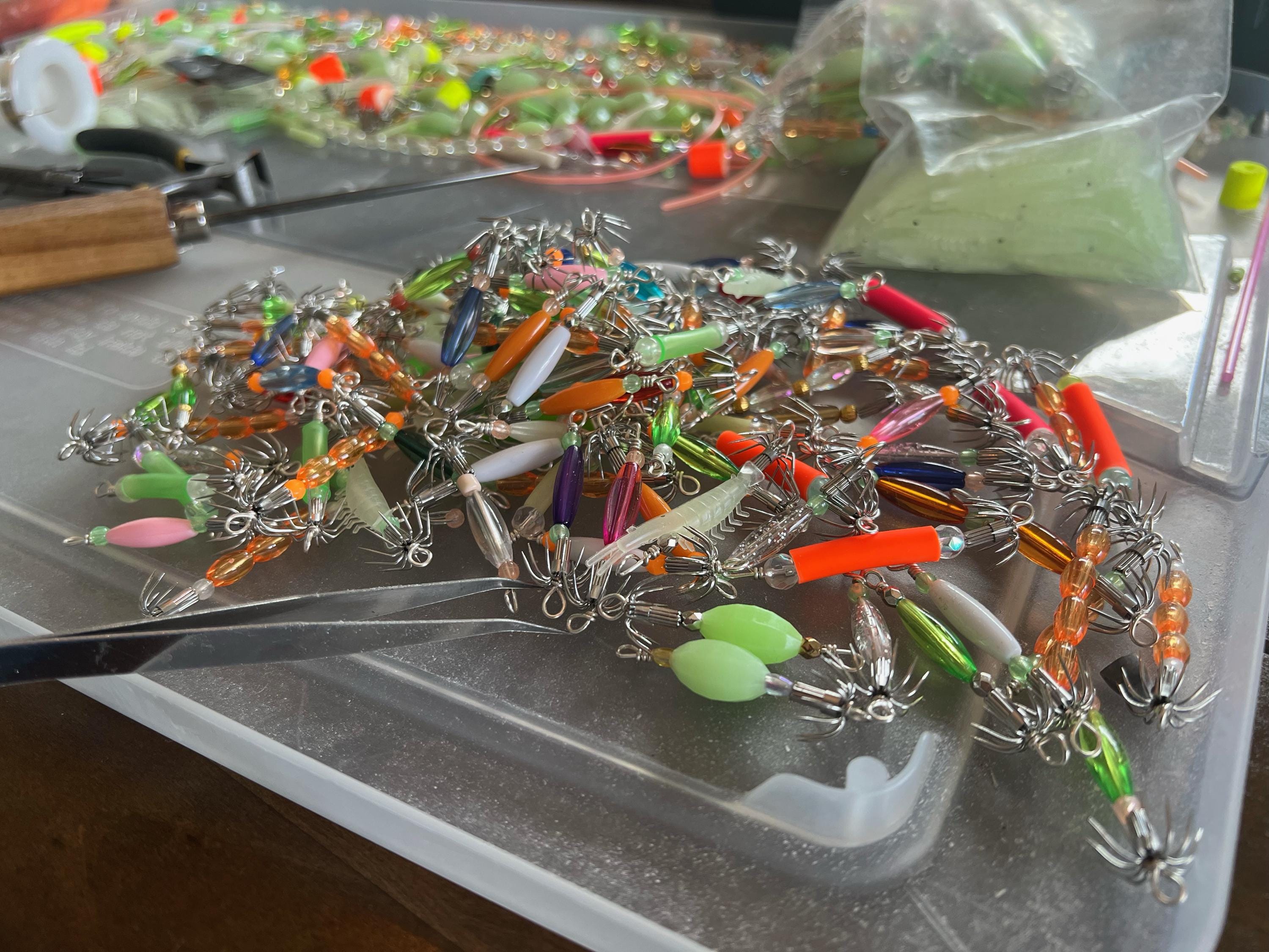 Handmade Squid Jigs (10x Assorted) – Unweighted, Glow in the Dark ...