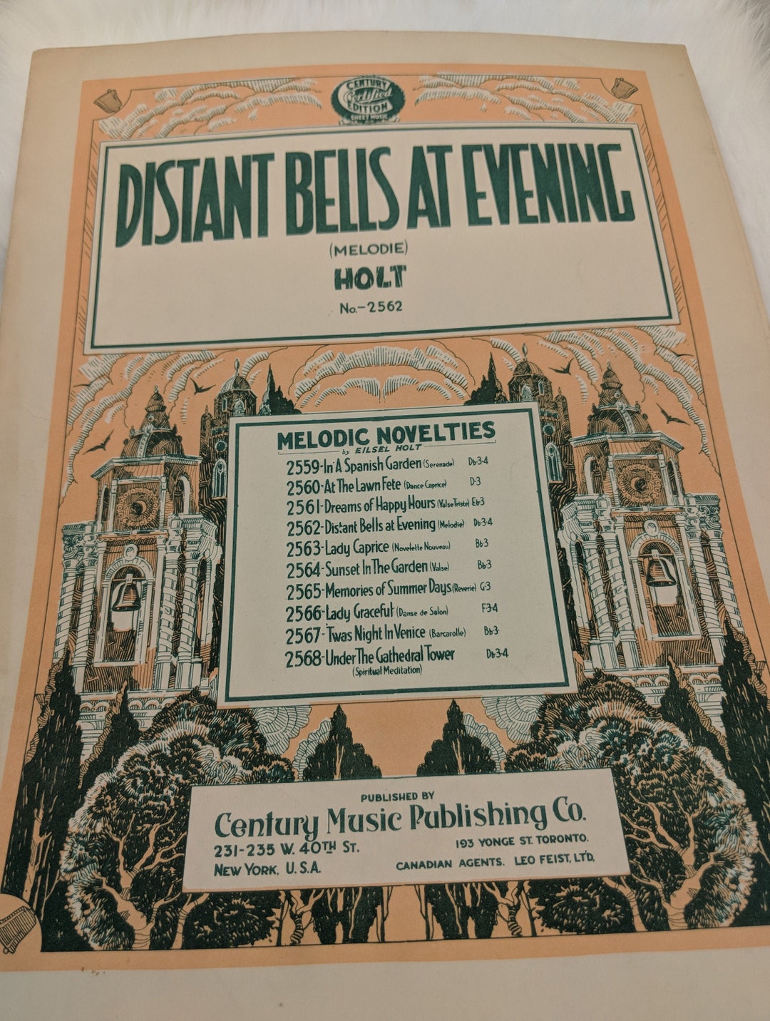 Distant Bells at Evening Sheet Music 1929 - Etsy