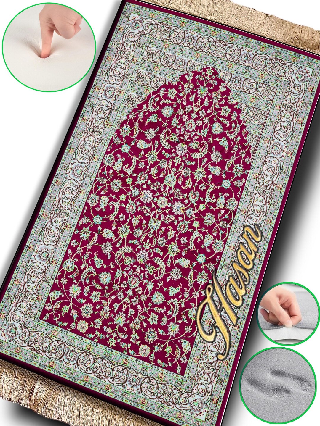Personalized Foam Padded Prayer Rug – Soft Turkish Sajadah With Custom ...