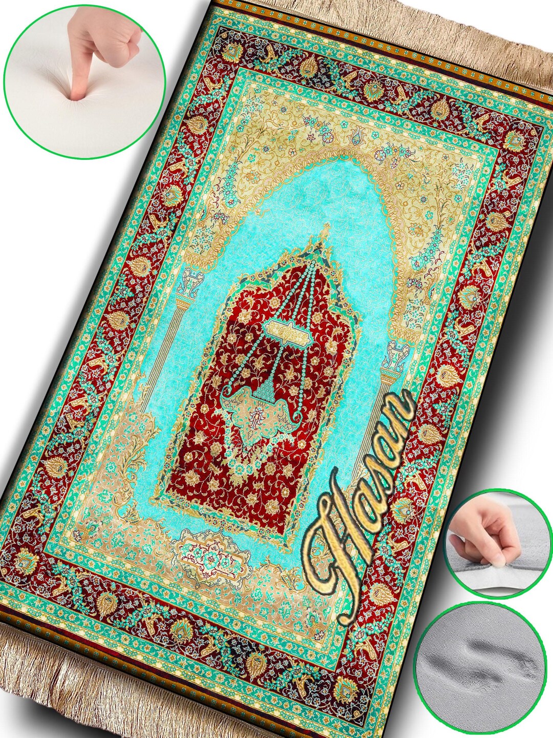 Personalized Foam Padded Prayer Rug – Soft Turkish Sajadah, Custom ...