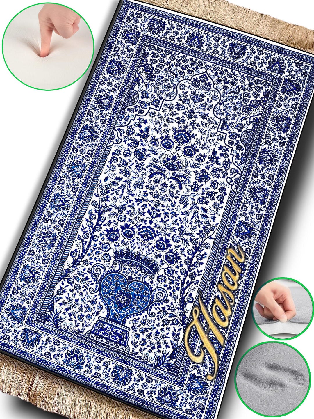 Personalized Foam Padded Prayer Rug – Soft Turkish Sajadah With Custom ...
