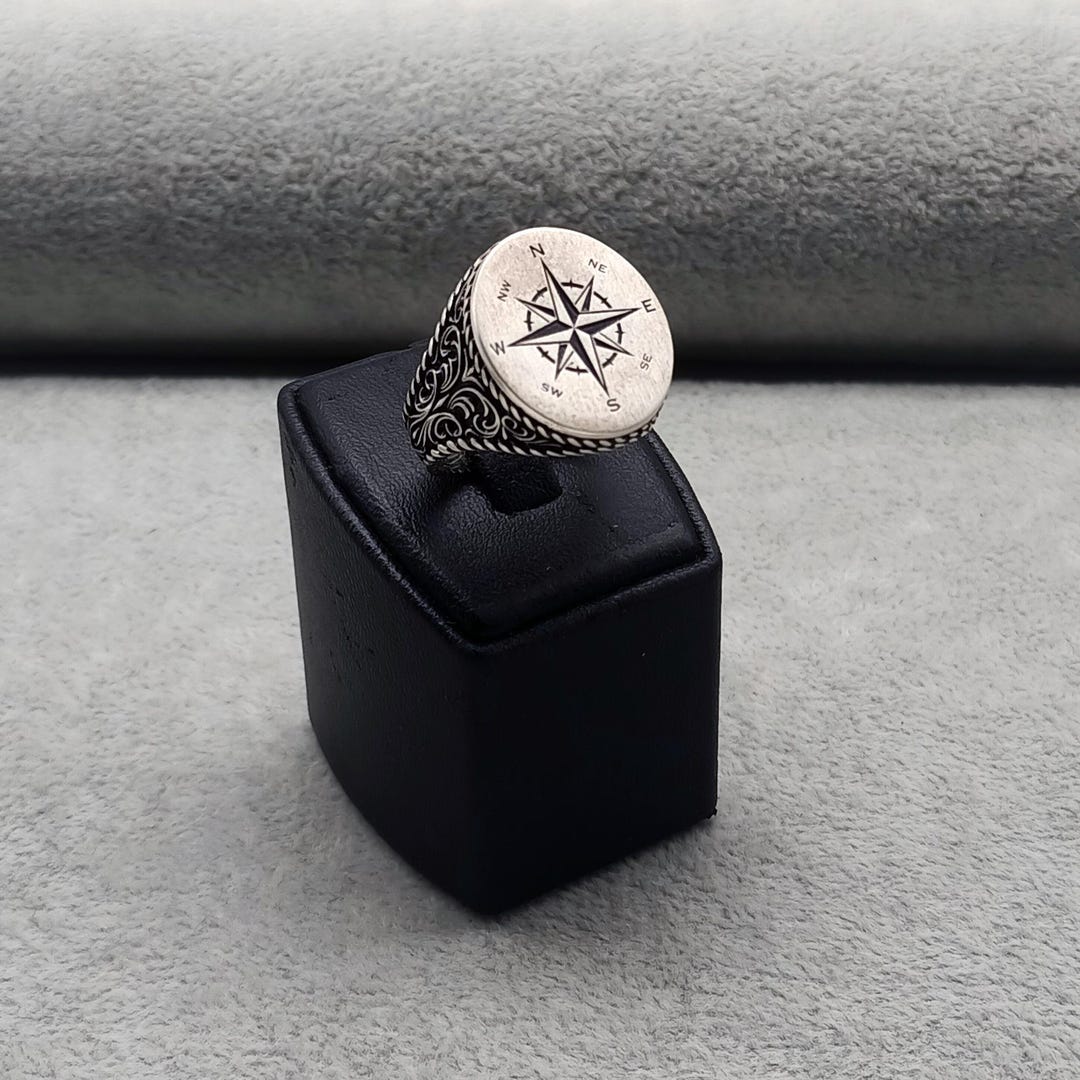 Handmade Sterling Silver Compass Ring: Turkish Signet, Sailor Style - Etsy