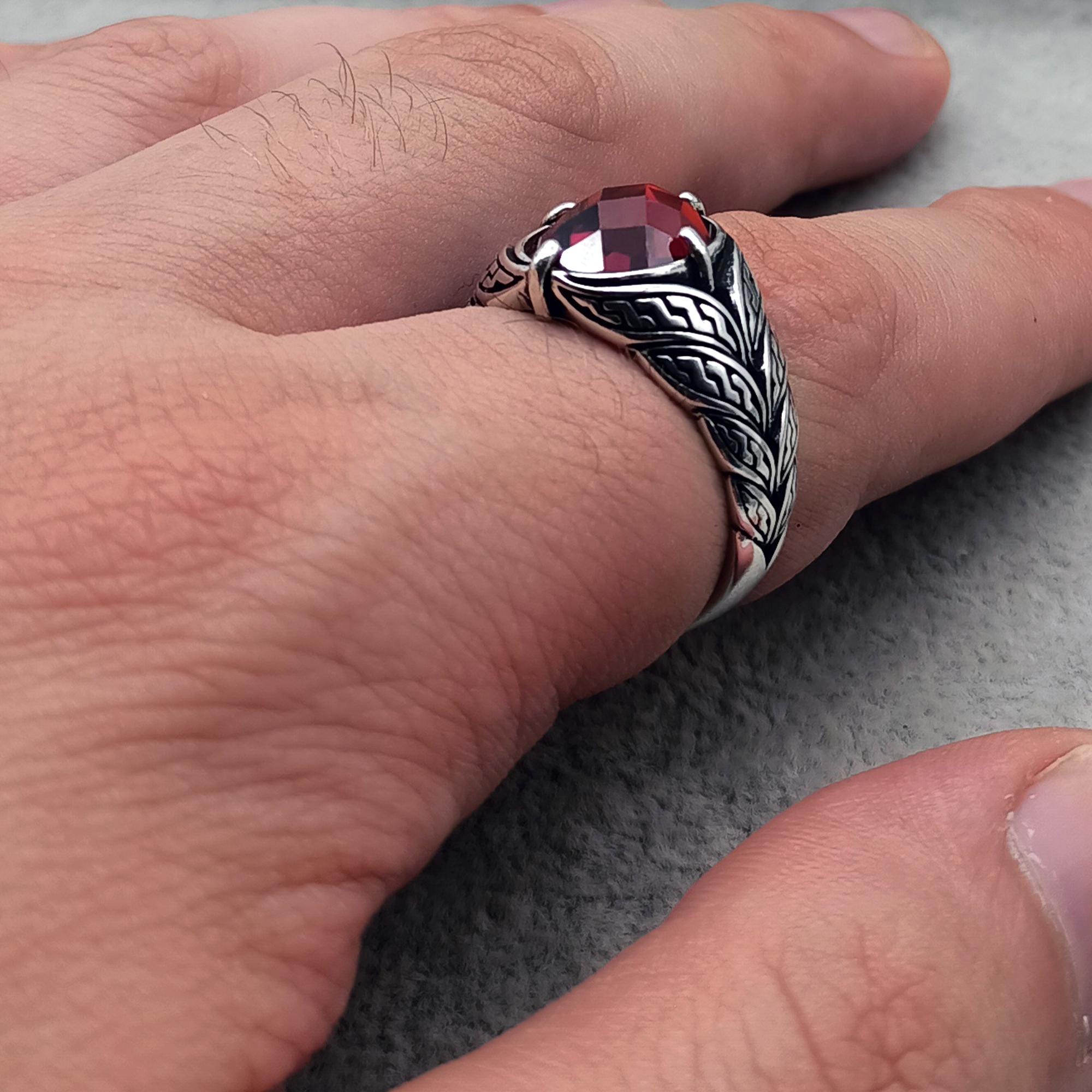 Handmade Sterling Silver Ring: Ruby, Garnet & Zircon Stone - Etsy