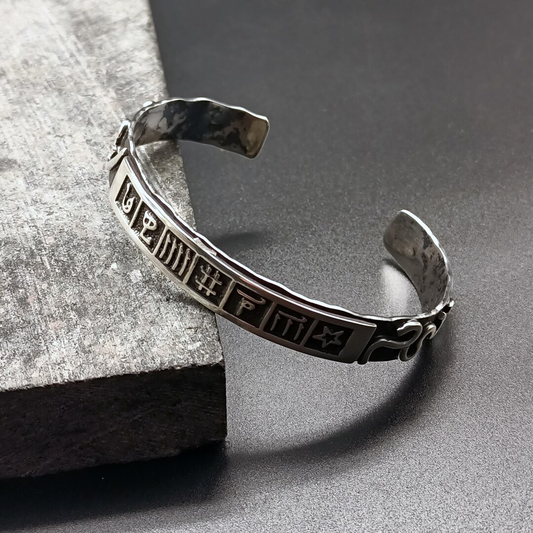 Handmade Sterling Silver Cuneiform Cuff Bracelet: Ancient Mesopotamian ...