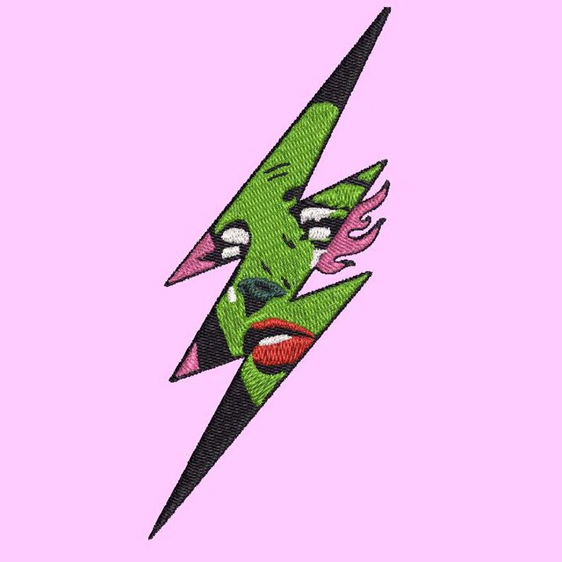Lightning Bolt Face Digital Embroidery File - Etsy