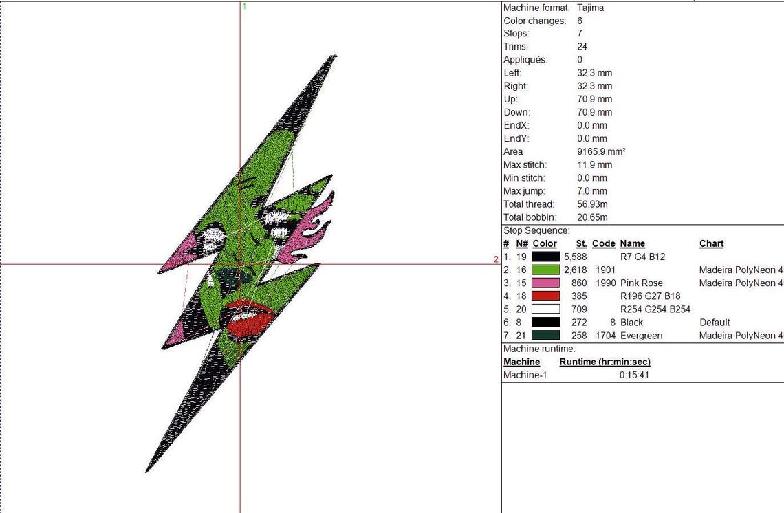 Lightning Bolt Face Digital Embroidery File - Etsy