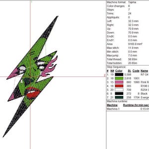 Lightning Bolt Face Digital Embroidery File - Etsy