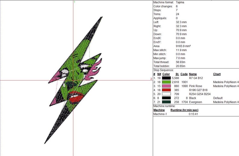 Lightning Bolt Face Digital Embroidery File - Etsy