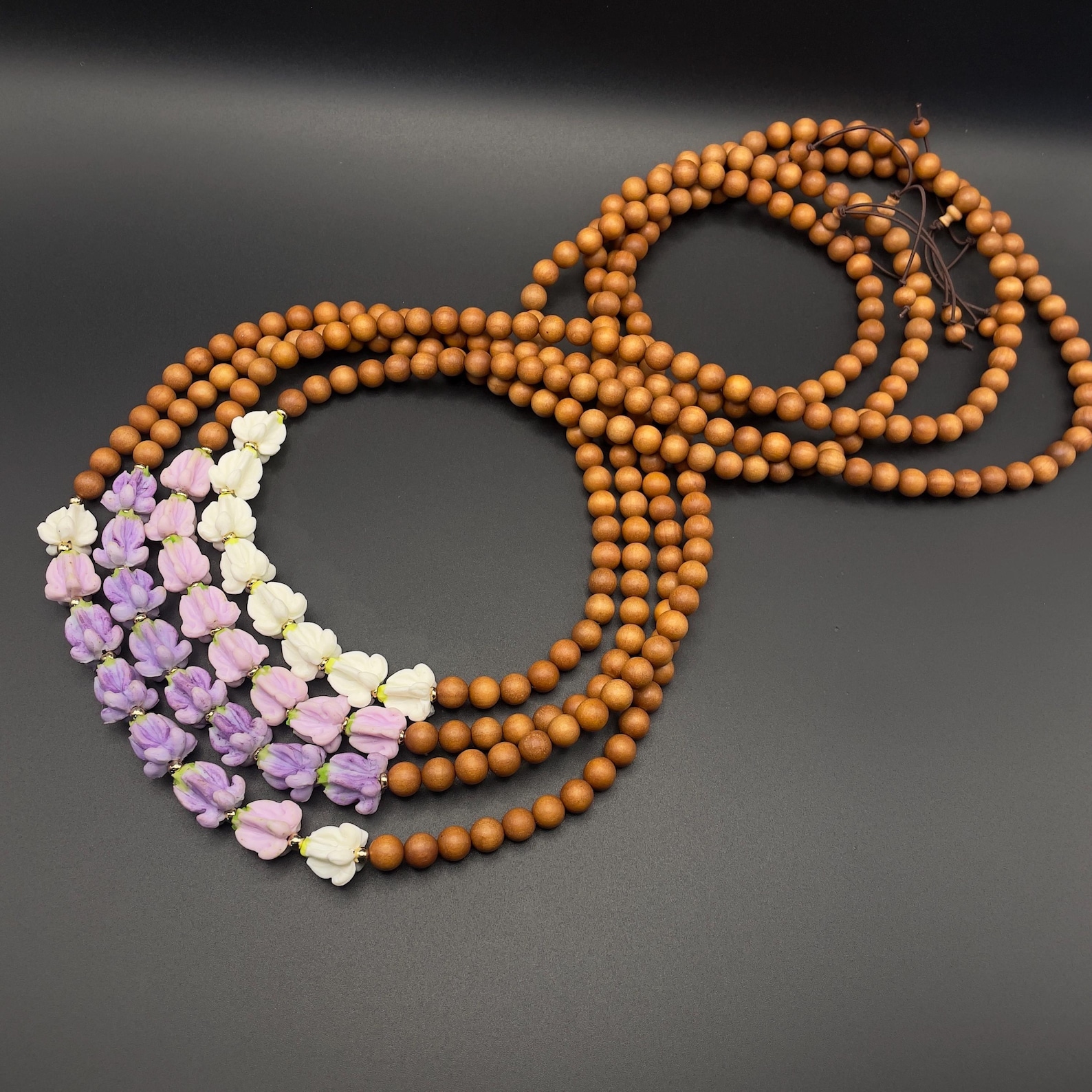 Crown Flower Lei – Sandalwood Bead Necklace With 14k Gold Accents - Etsy