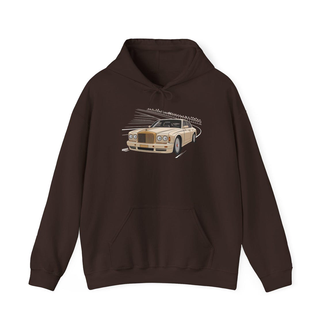 Luxurious Cream Car Racing Brown Hoodie, Streetwear Sweatshirt, Race ...