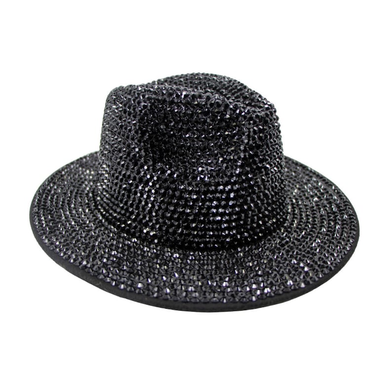Silver Studded Rhinestone Fedora Hat Gem Dance Jazz AB Black Red Purple ...