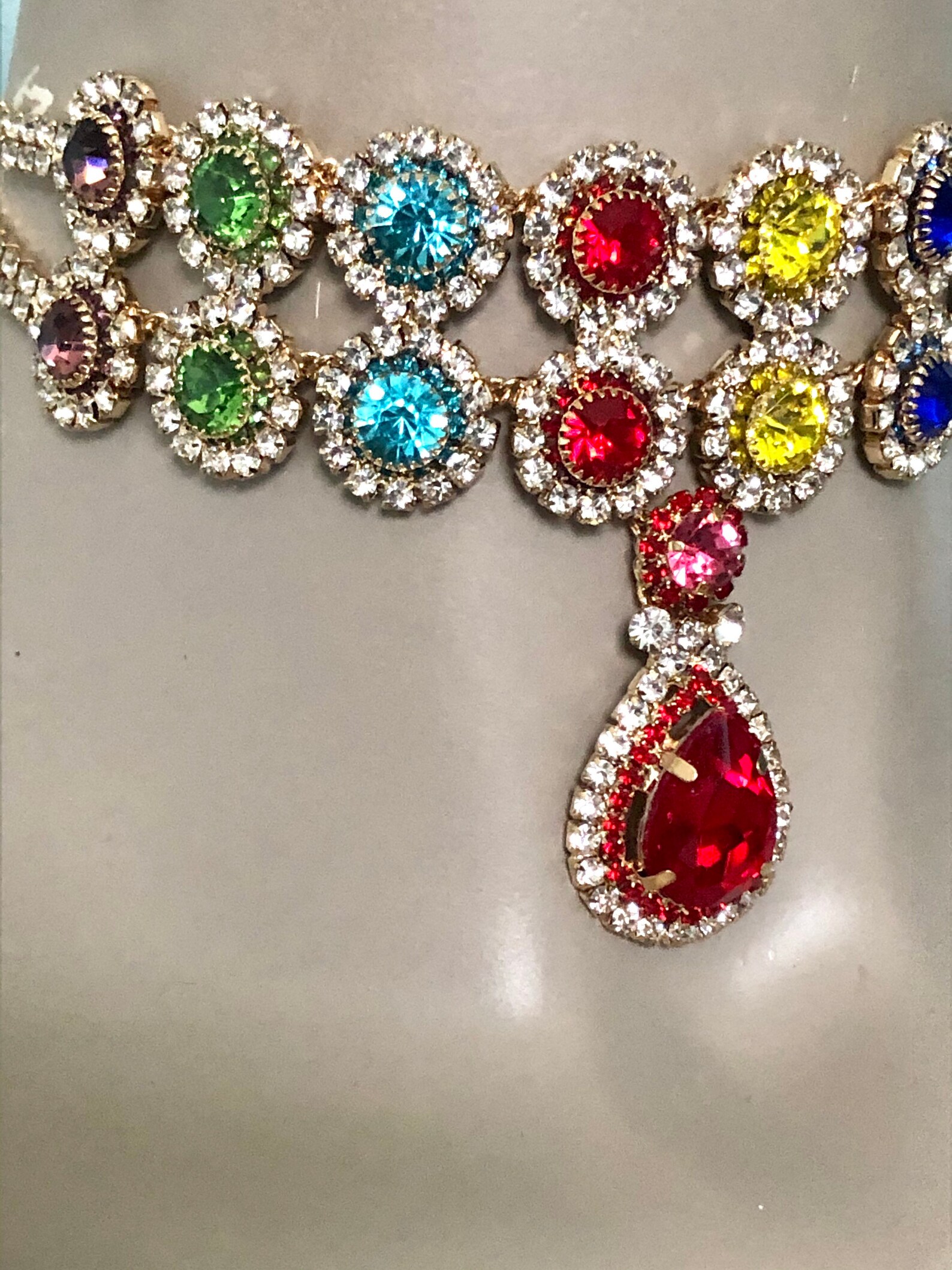 Rhinestone Double Circle Silver Gold Rainbow Red Blue Green - Etsy