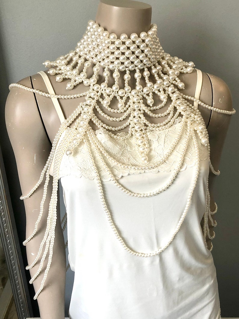 Pearl Shoulder Chain Body Jewelry Bride Ivory Cream Wedding - Etsy
