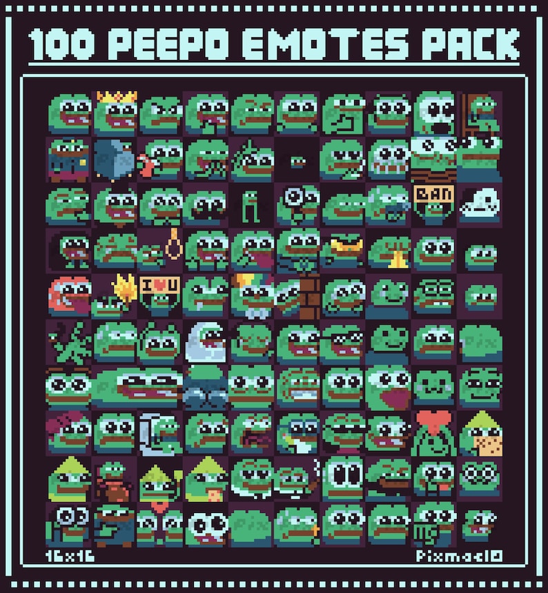 100 Pixel Art Peepo Emotes Pack Twitch - Etsy