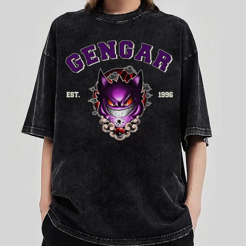 Gengar Ghastly Shirt Png, Ghost Type Element Silhouette Png, Video Game ...