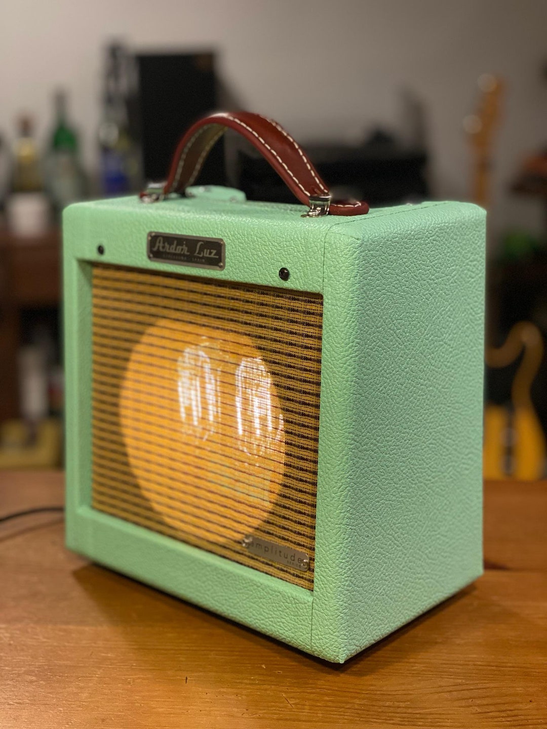 Classic Vintage Champ Amplifier Inspired Surf Green Table Lamp Edison ...