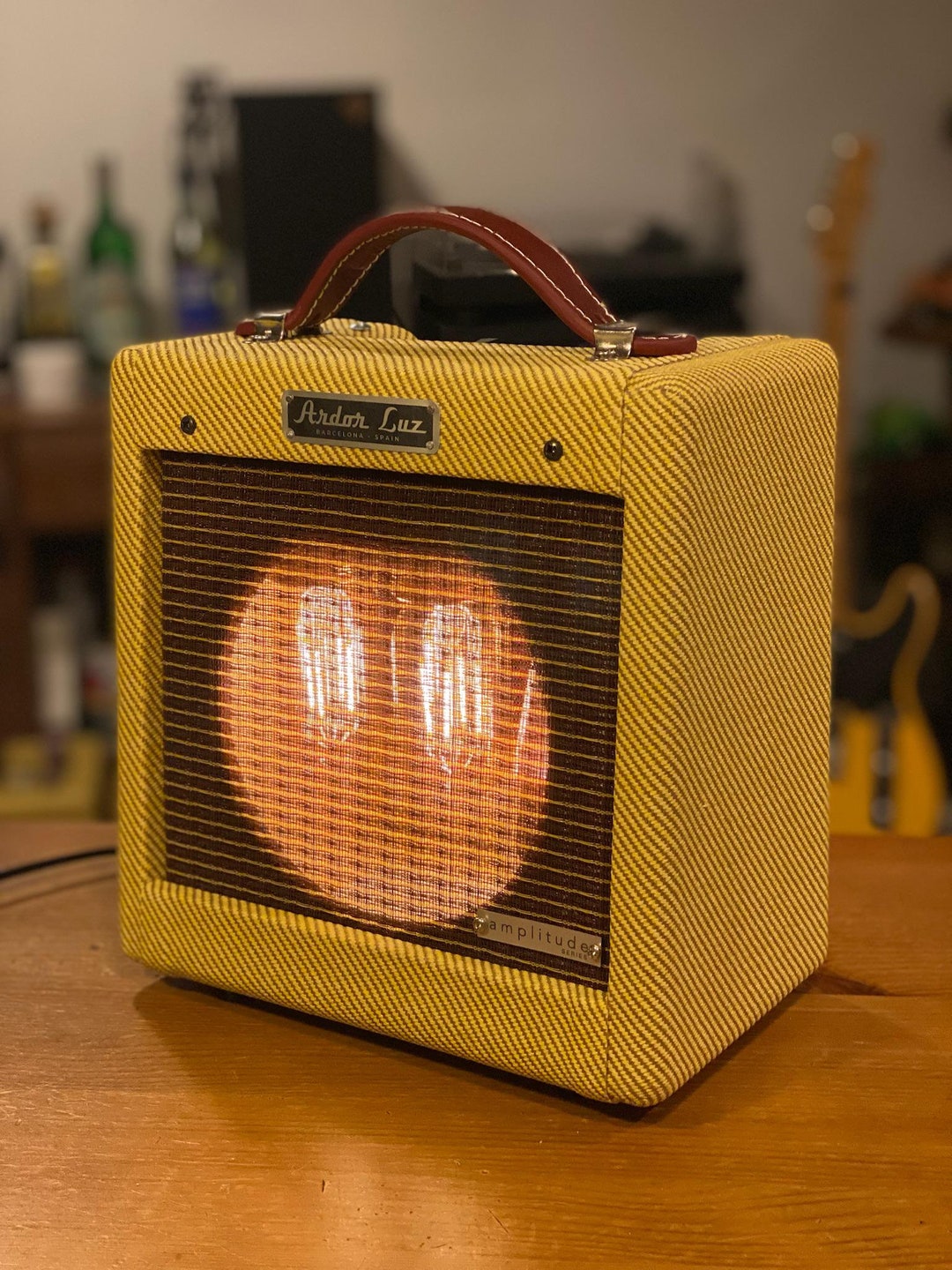 Classic Vintage Amplifier Inspired Tweed Table Lamp Edison LED Bulb ...