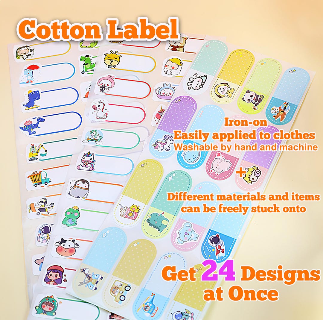 Get 24 Designs at Once,iron on Name Labels,special Fabric Label ...