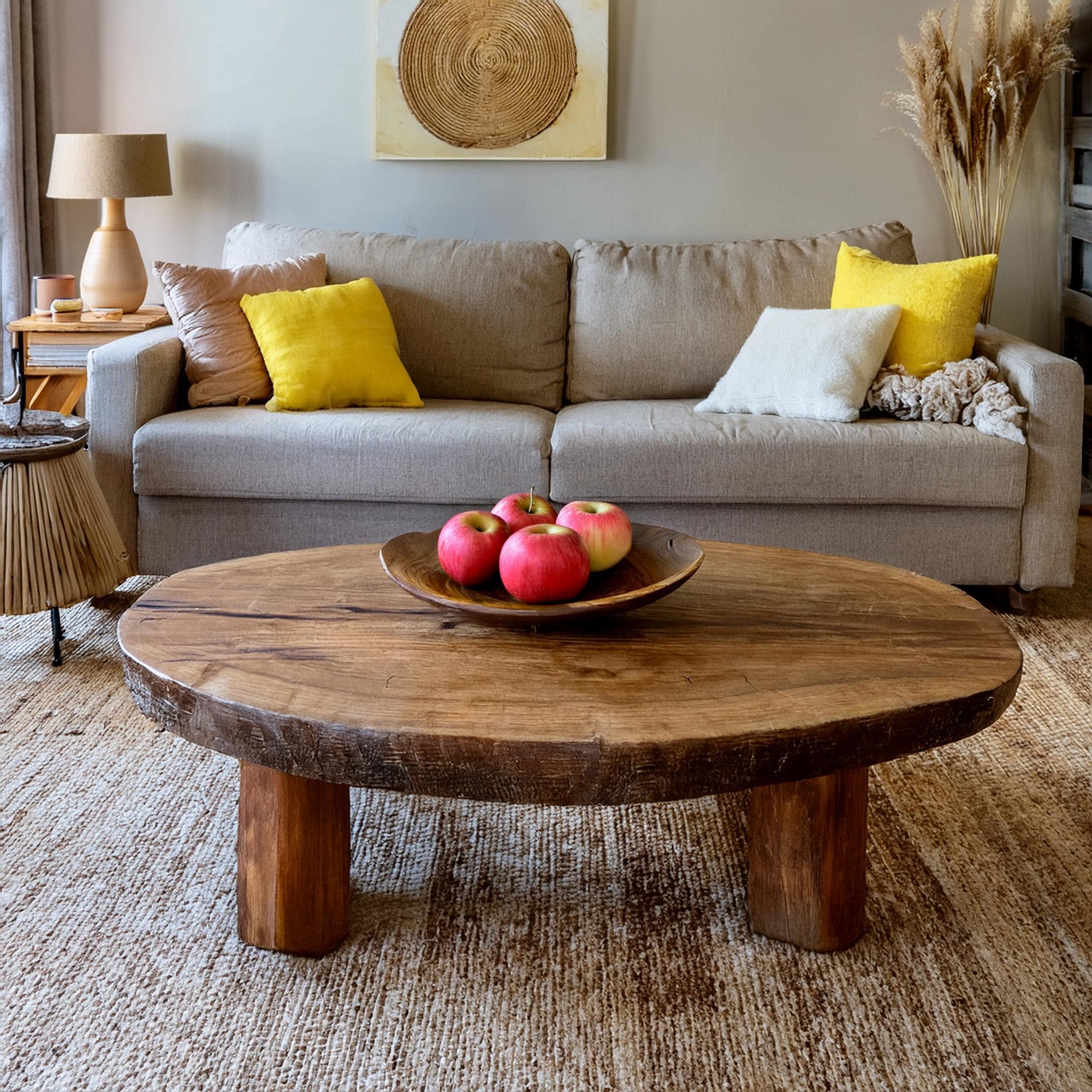 Rustic Wooden Coffee Table – Solid Handmade Farmhouse Decor, Round or ...