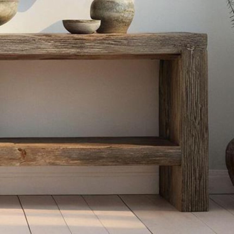 Rustic Live Edge Console Table – Handmade Solid Wood Entryway, Narrow ...